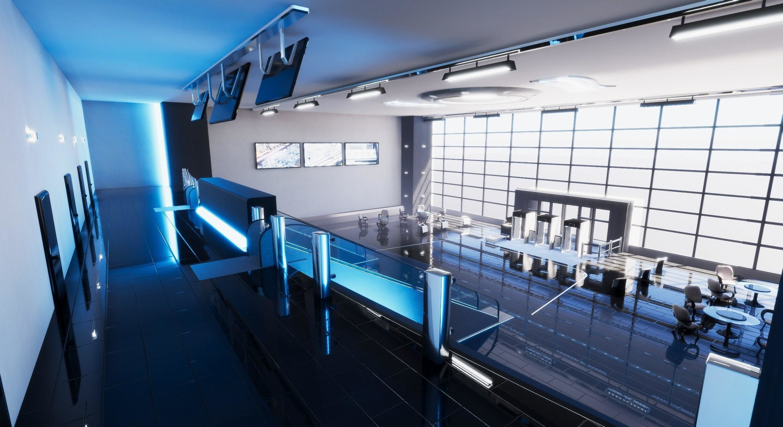 3D model Business Center Lobby Interior Unity asset VR / AR / low-poly ...