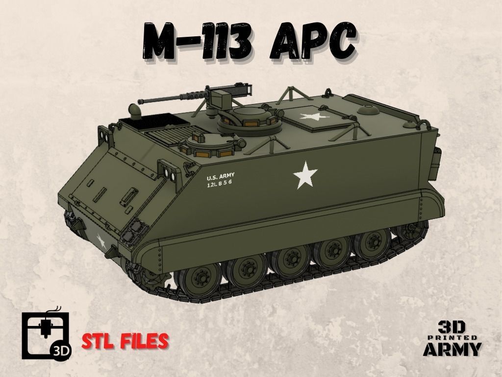 Armored vehicle M113 APC - STL files- vietnam war era 3D model 3D ...