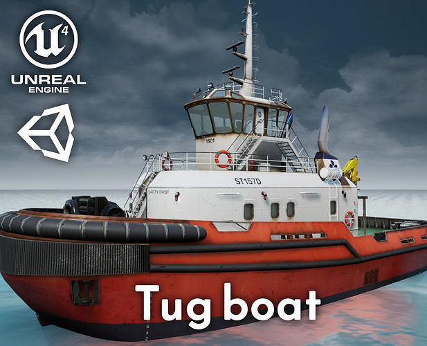 3D model Tug Ship tugboat - low poly VR / AR / low-poly | CGTrader