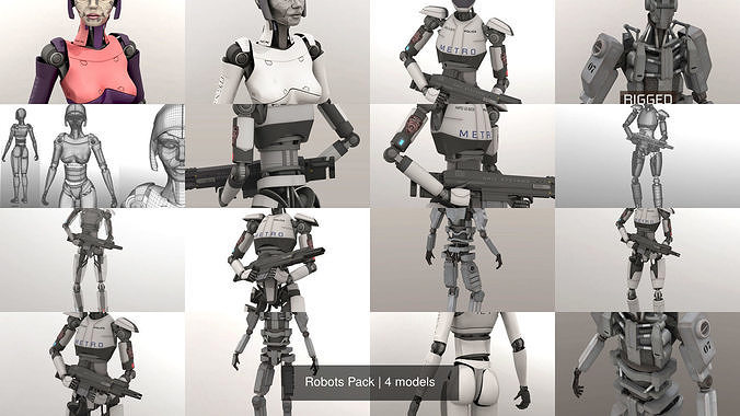3D Model Collection Robots Pack VR / AR / low-poly | CGTrader