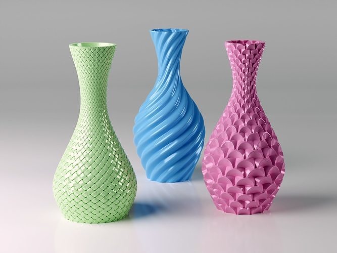 Set 3 Flower Vase 3Dprint - 3D Vase For Home Decorative 3D model 3D ...