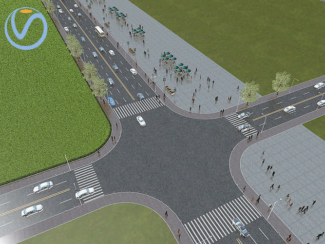 3D model of city street road parts 3D model rigged | CGTrader