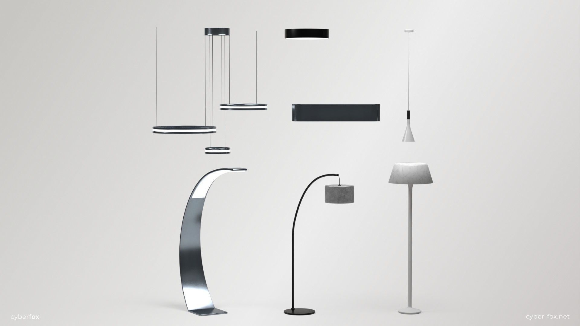 3D model Lighting Set - 13 Lamps with unique design VR / AR / low-poly ...