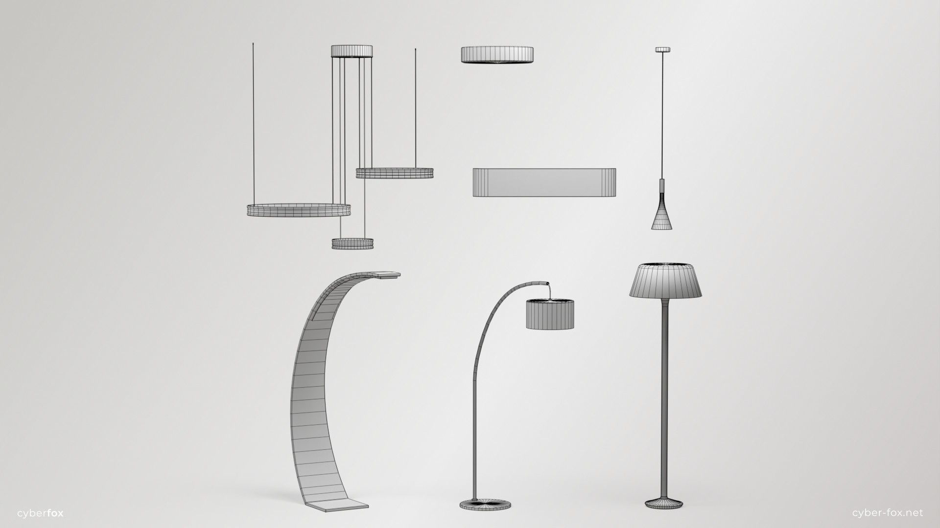 3D model Lighting Set - 13 Lamps with unique design VR / AR / low-poly ...