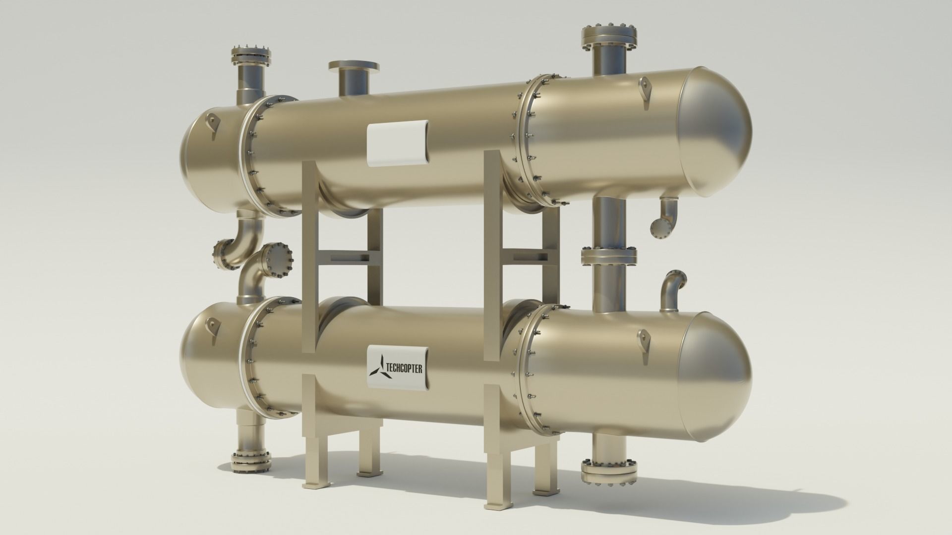 Shell and Tube Heat Exchanger 3D 3D model | CGTrader