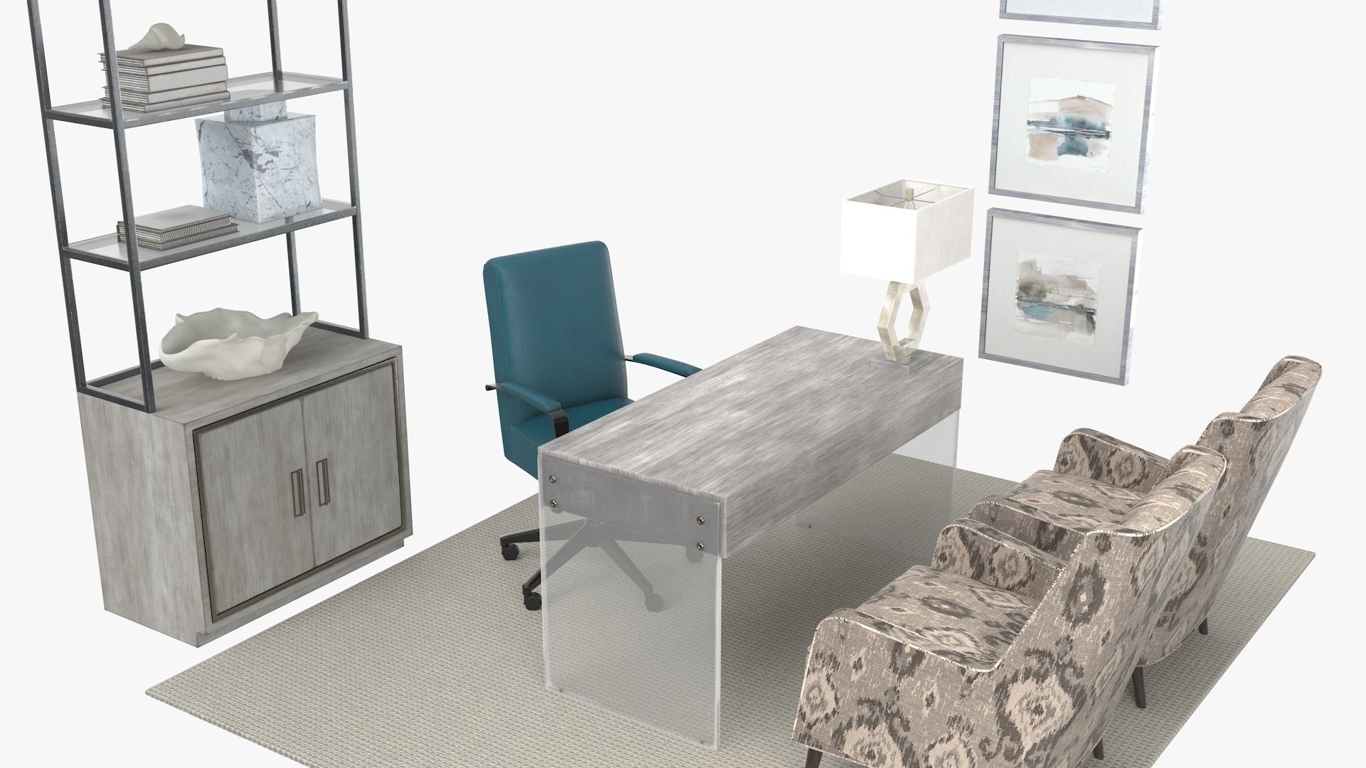 Ethan Allen Productive workflow home office 3D model | CGTrader