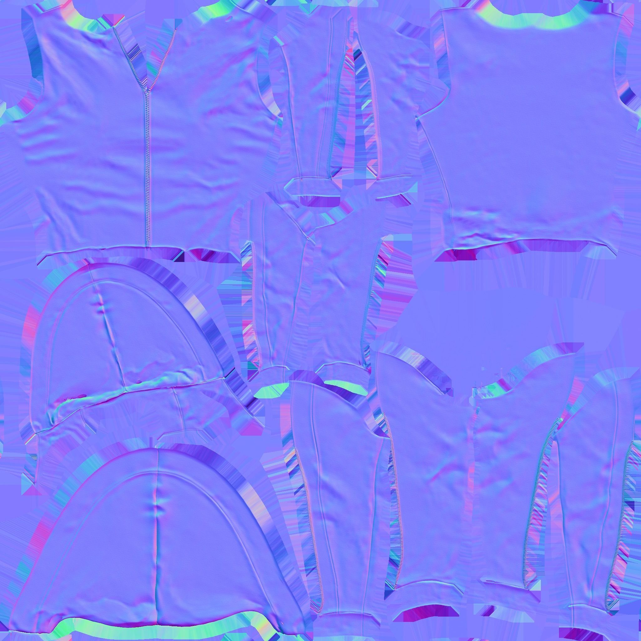 3D model Zip Cutout Sleeves Hooded Hip-hop Sports Top VR / AR / low ...