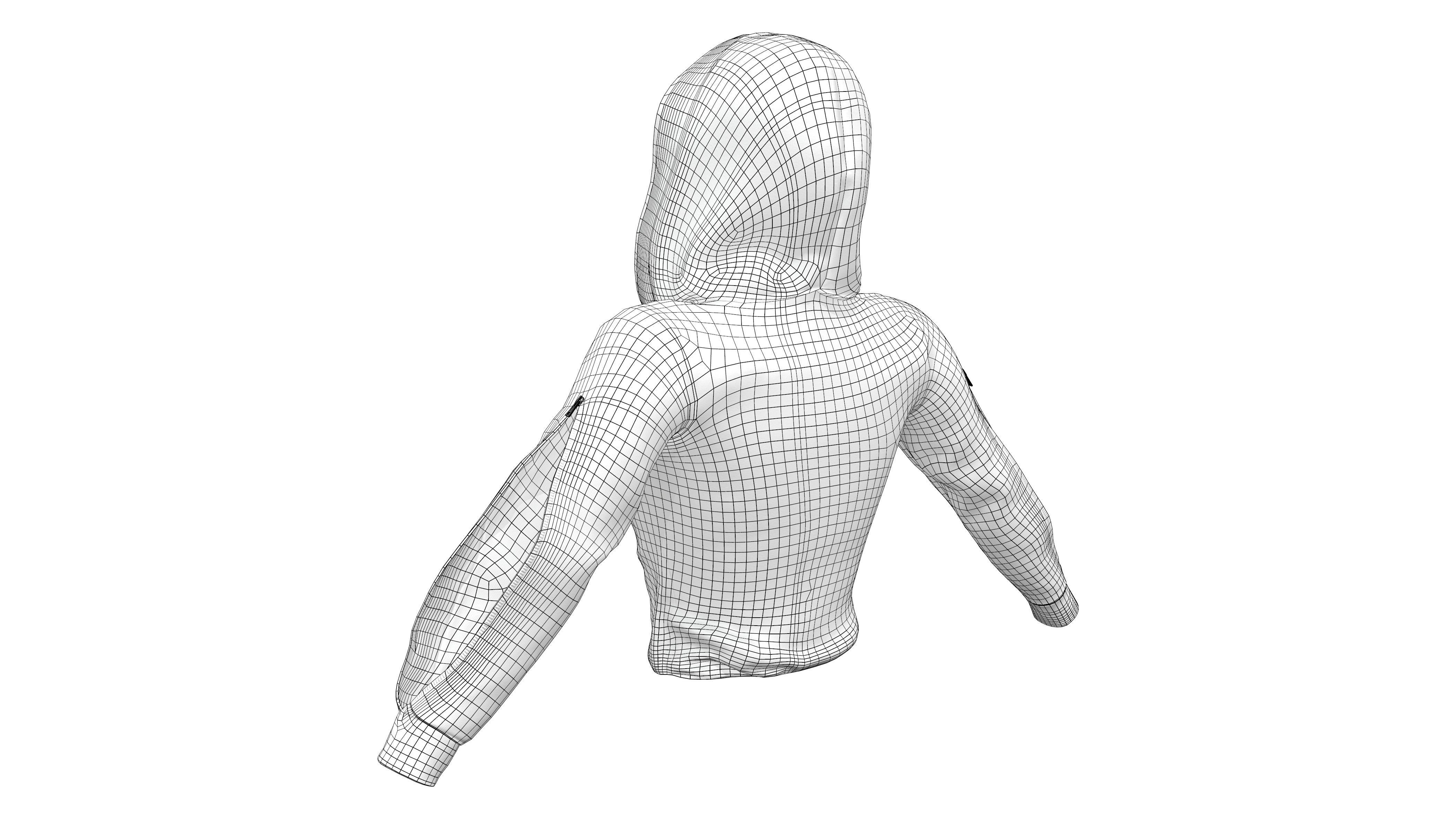 3D model Zip Cutout Sleeves Hooded Hip-hop Sports Top VR / AR / low ...