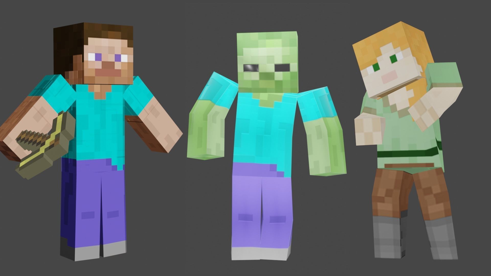 MINECRAFT CHARACTER AND TOOL COLLECTION VR / AR / low-poly | CGTrader