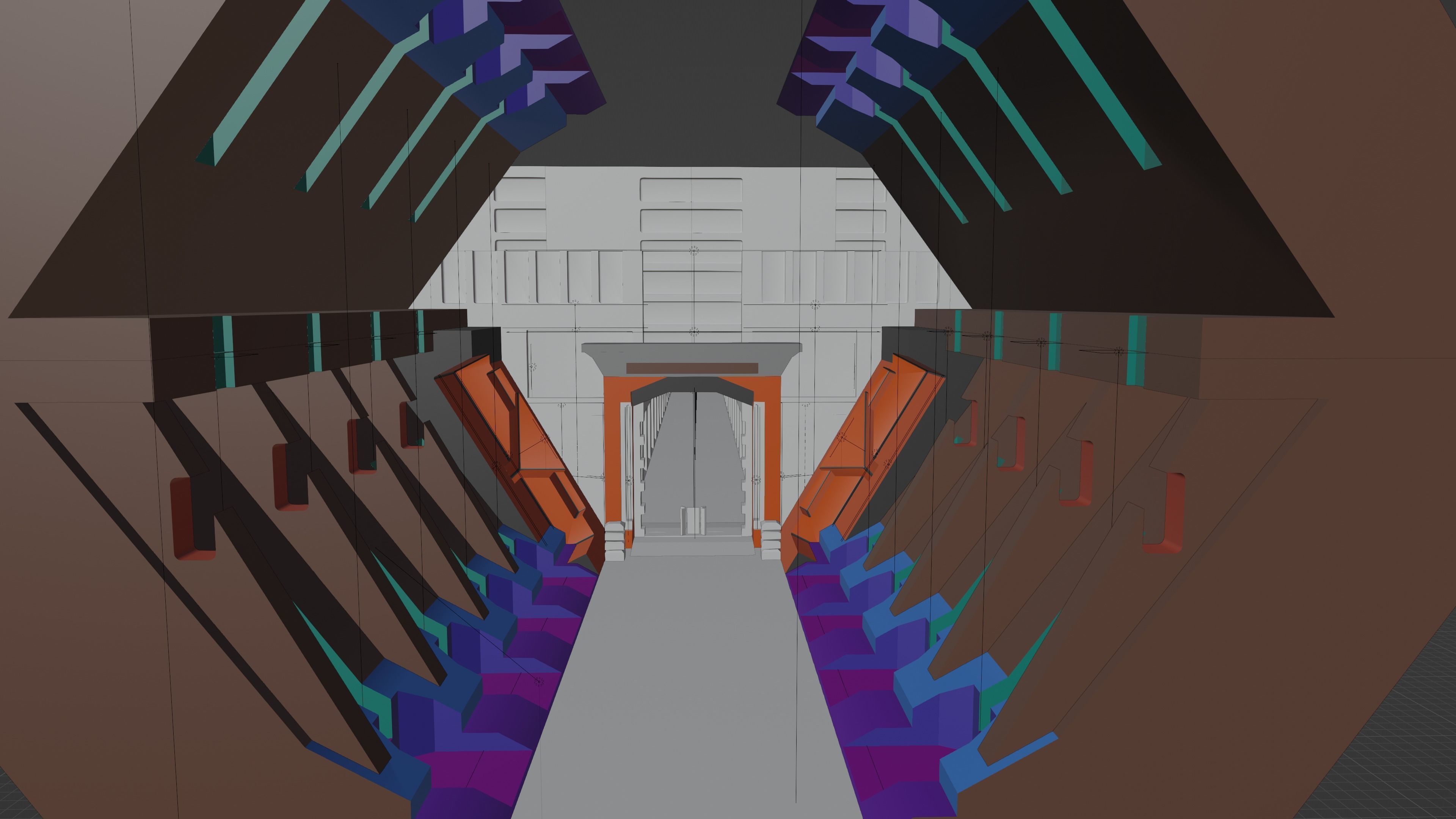 3D model 3d Lowpoly Cyberpunk style big gate concept art VR / AR / low ...