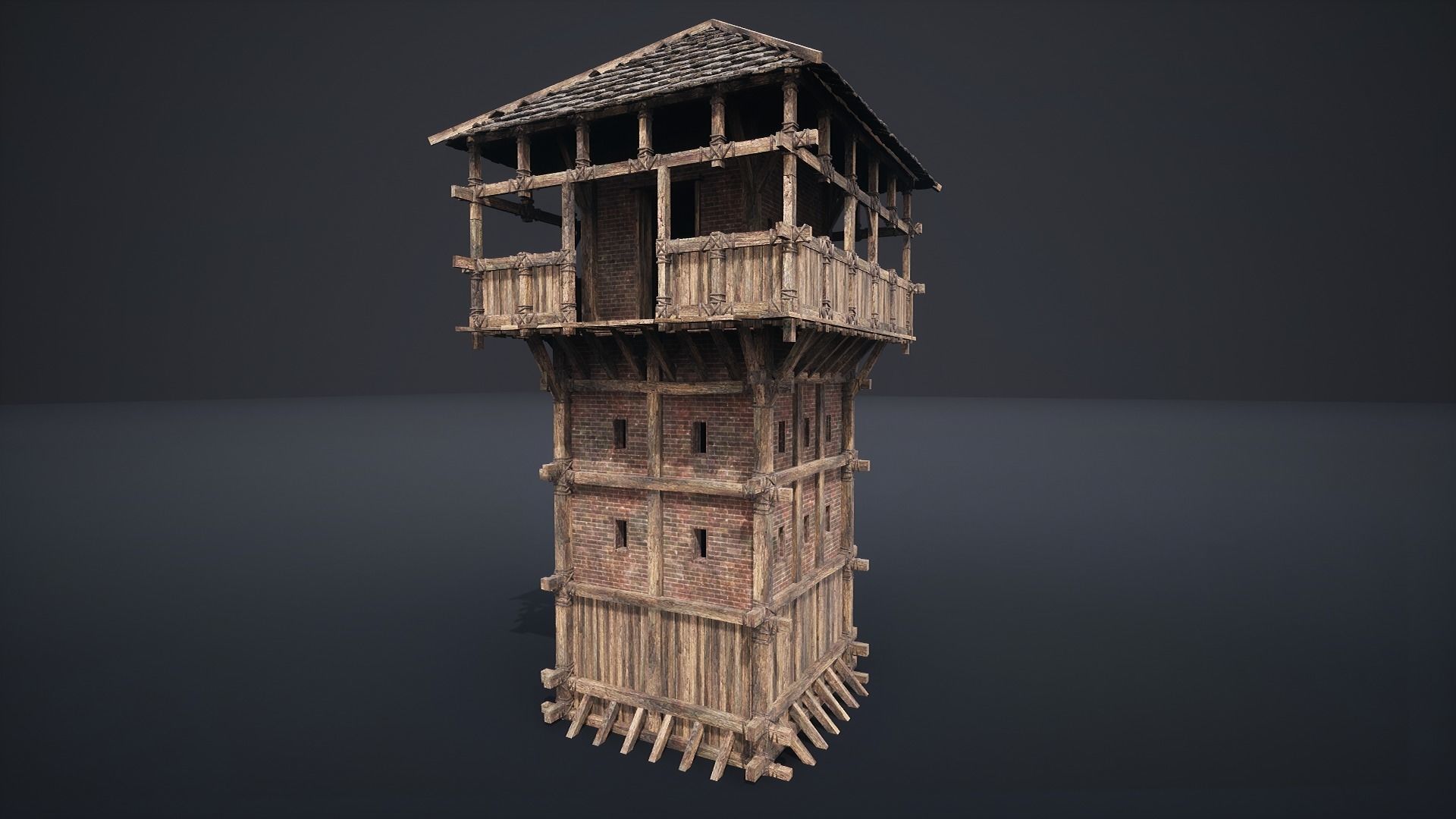 3D model WATCHTOWER PLATFORM MEDIEVAL SLAVIC TOWER VILLAGE COLLECTION ...