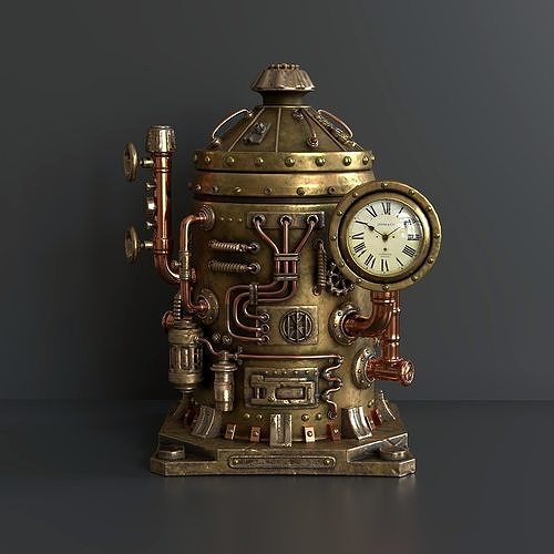 Steampunk desk clock box 3D model | CGTrader