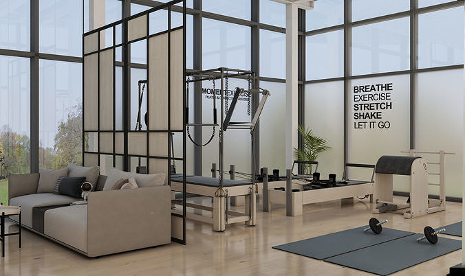 Modern Pilates Studio Interior Scene 3d Model 3D model | CGTrader