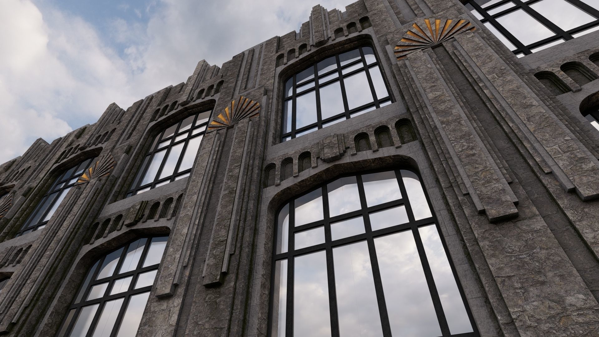 art deco facade 3D model | CGTrader