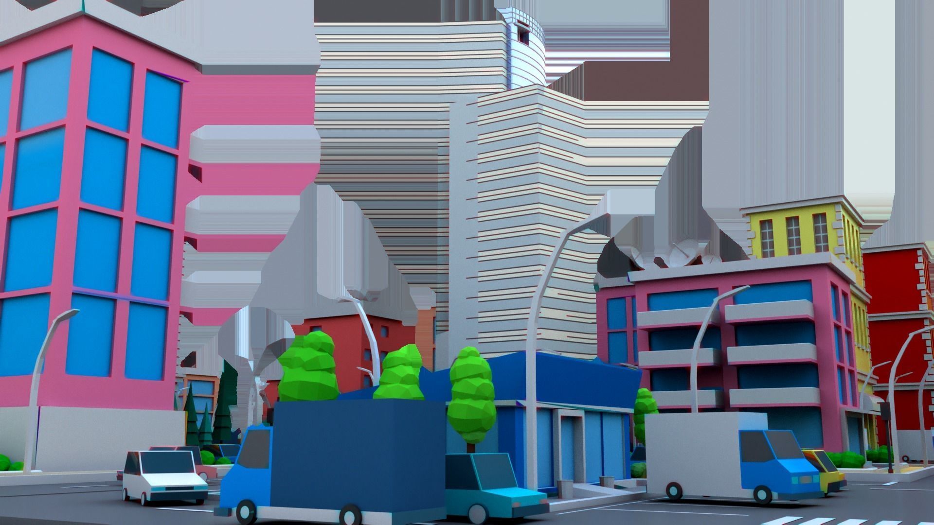 3D model Toon City Low Poly Animated VR / AR / low-poly | CGTrader