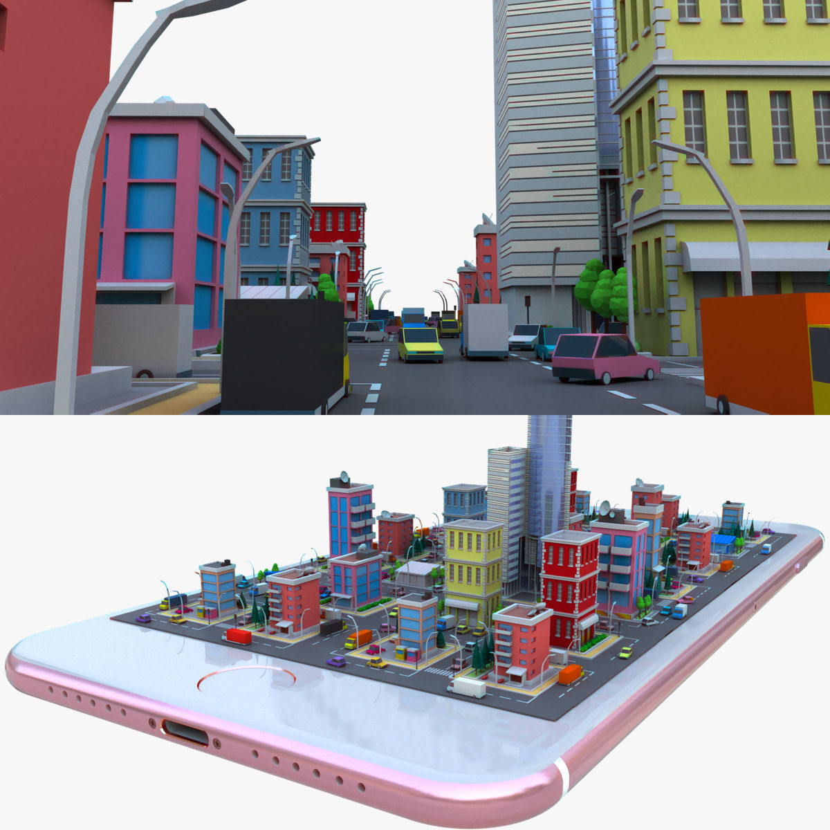 3D model Toon City Low Poly Animated VR / AR / low-poly | CGTrader