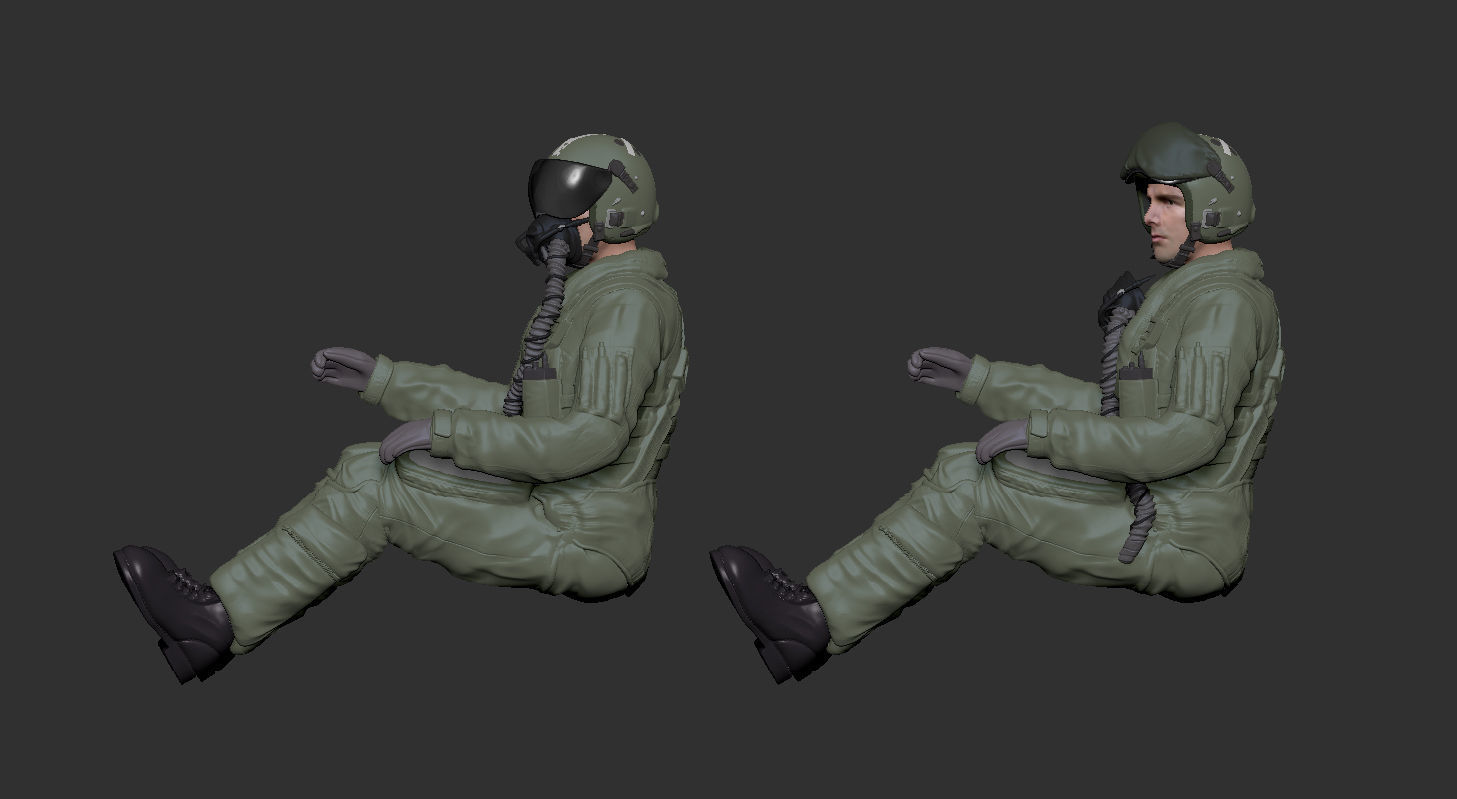 Pilot Sitting in the cockpit for 3D print 3D model 3D printable | CGTrader