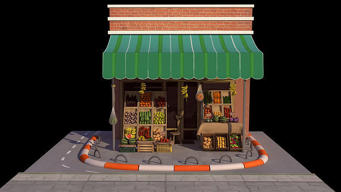 3D model Fruit and vegetable Shop VR / AR / low-poly | CGTrader