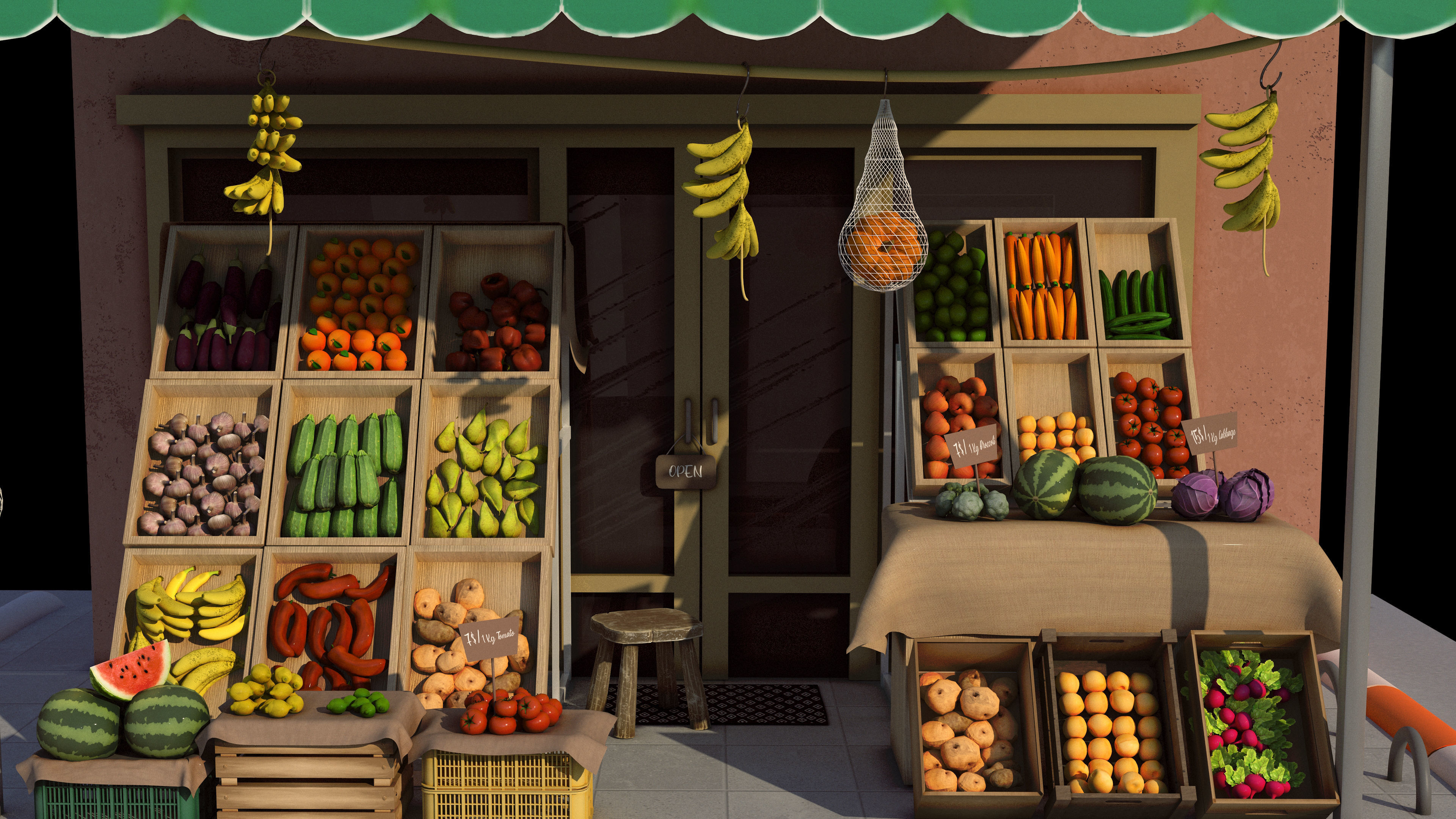 3D model Fruit and vegetable Shop VR / AR / low-poly | CGTrader