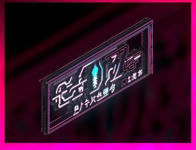 3D model Sci-Fi Sci Fi Cyberpunk City Sign Ad Light Board Street 72 VR ...