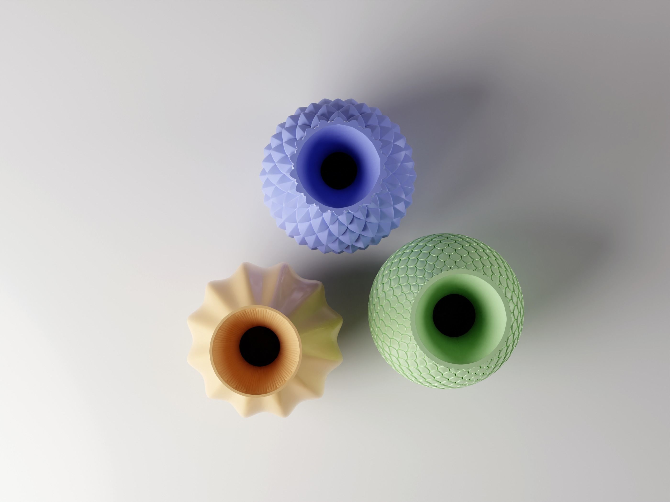 Set of 3 vases 3Dprint STL file 3D model 3D printable | CGTrader
