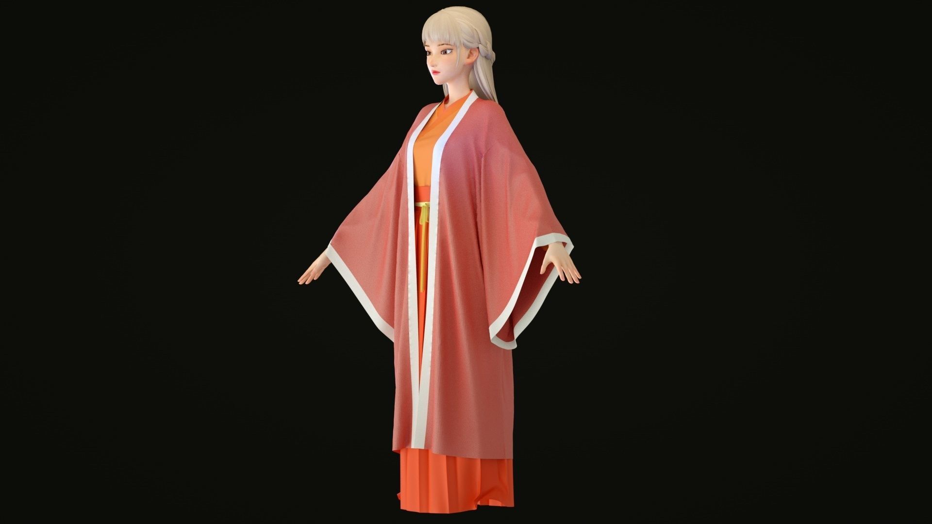 Cartoon Hanfu girl Hanfu chest-length skirt costume dance 3D model | CGTrader