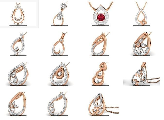 15 Pear Shape Light wt Diamond Charms Pendant 3dm render Detail 3D ...