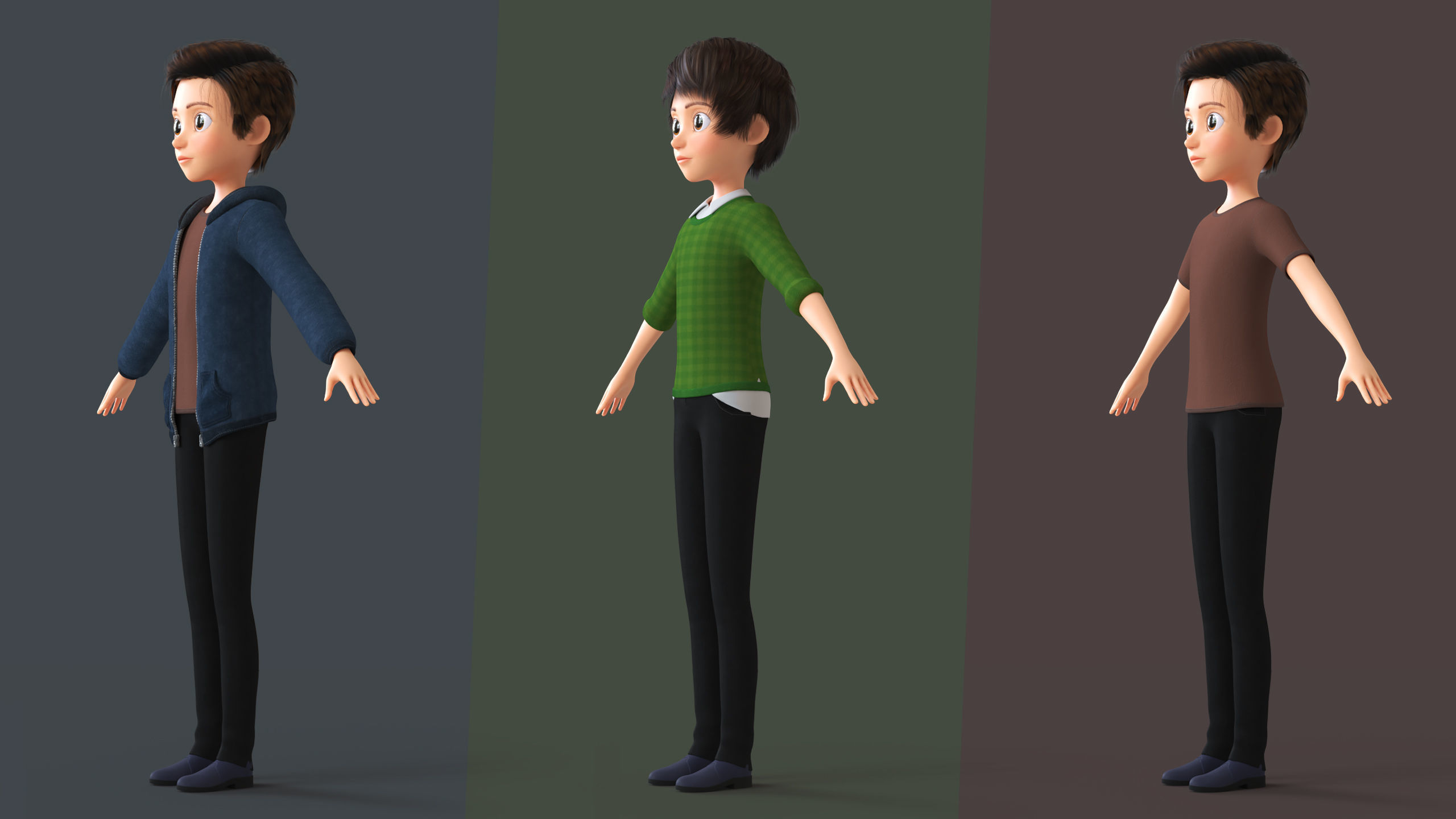 Cartoon Teen Boy - College Student 3D model rigged | CGTrader