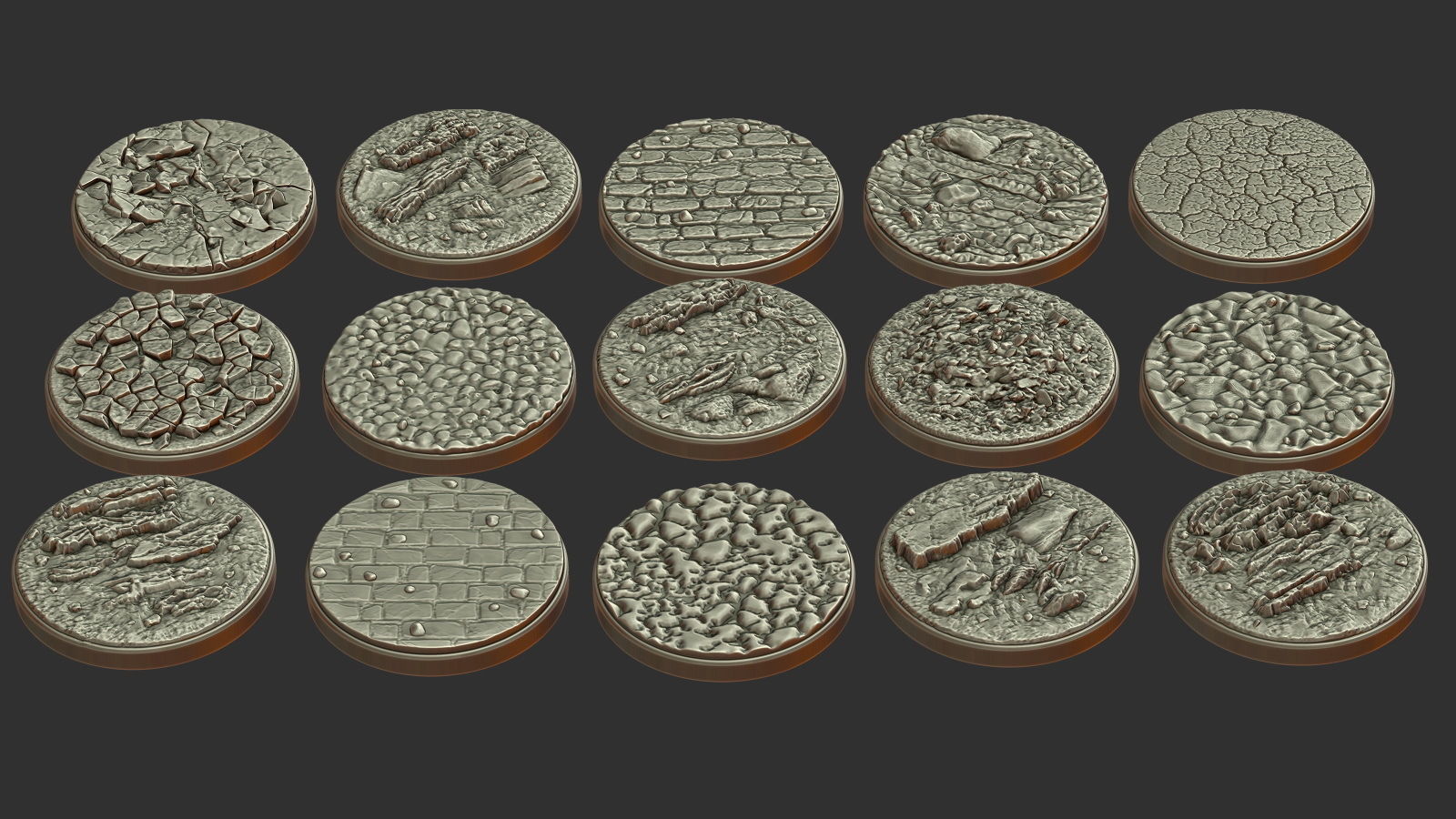 PACK 3 - 15 MINIATURE BASES 50mm 3D Print Ready 3D model 3D printable ...