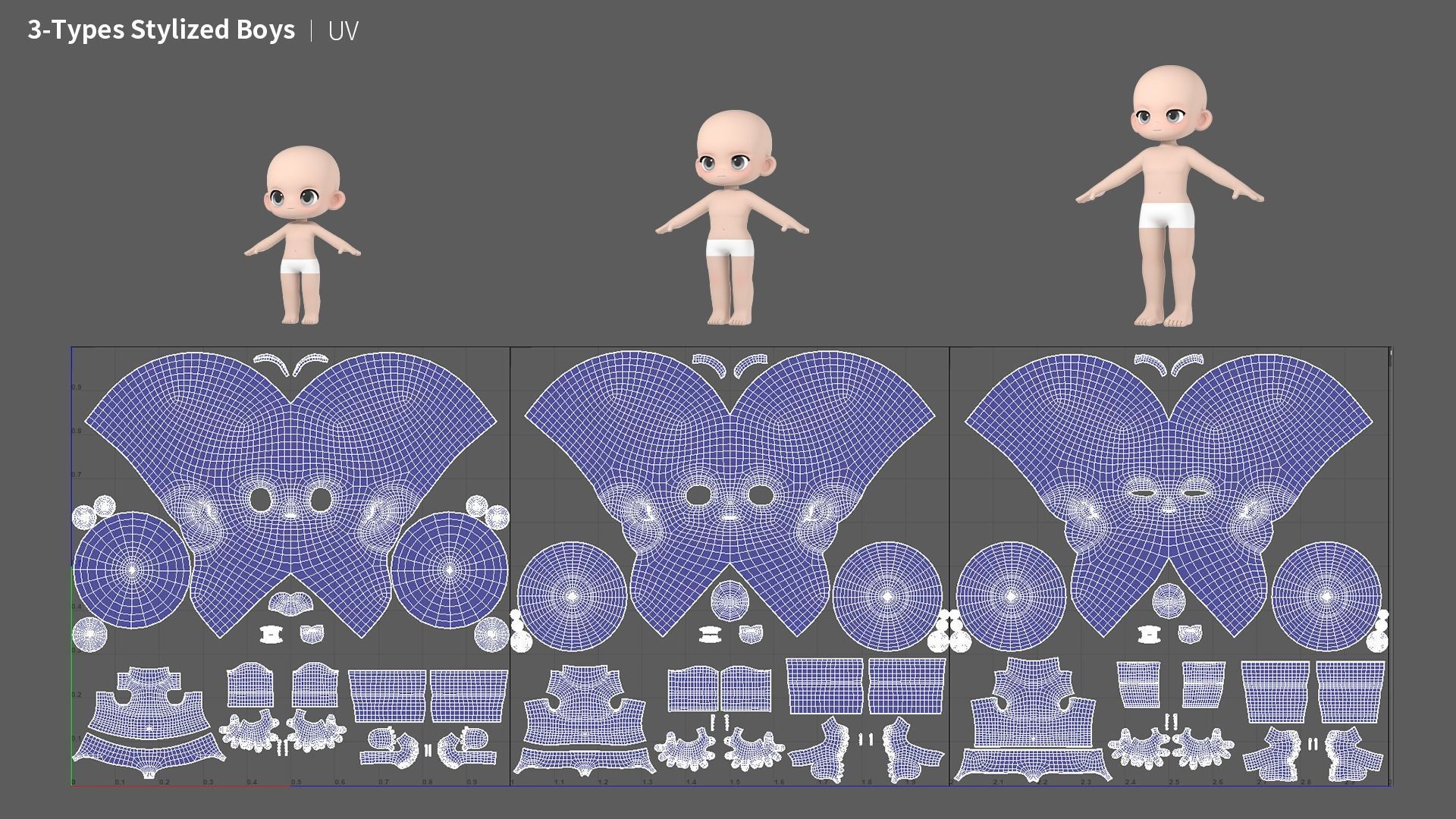 3D model 3-Types Boy basemesh VR / AR / low-poly | CGTrader