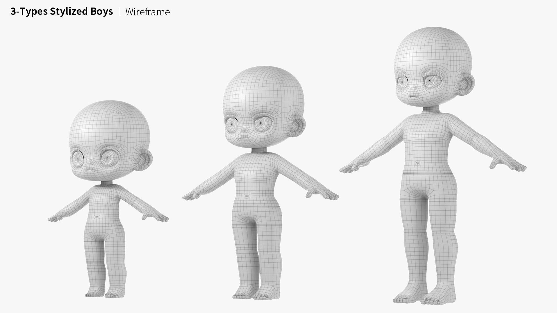 3D model 3-Types Boy basemesh VR / AR / low-poly | CGTrader