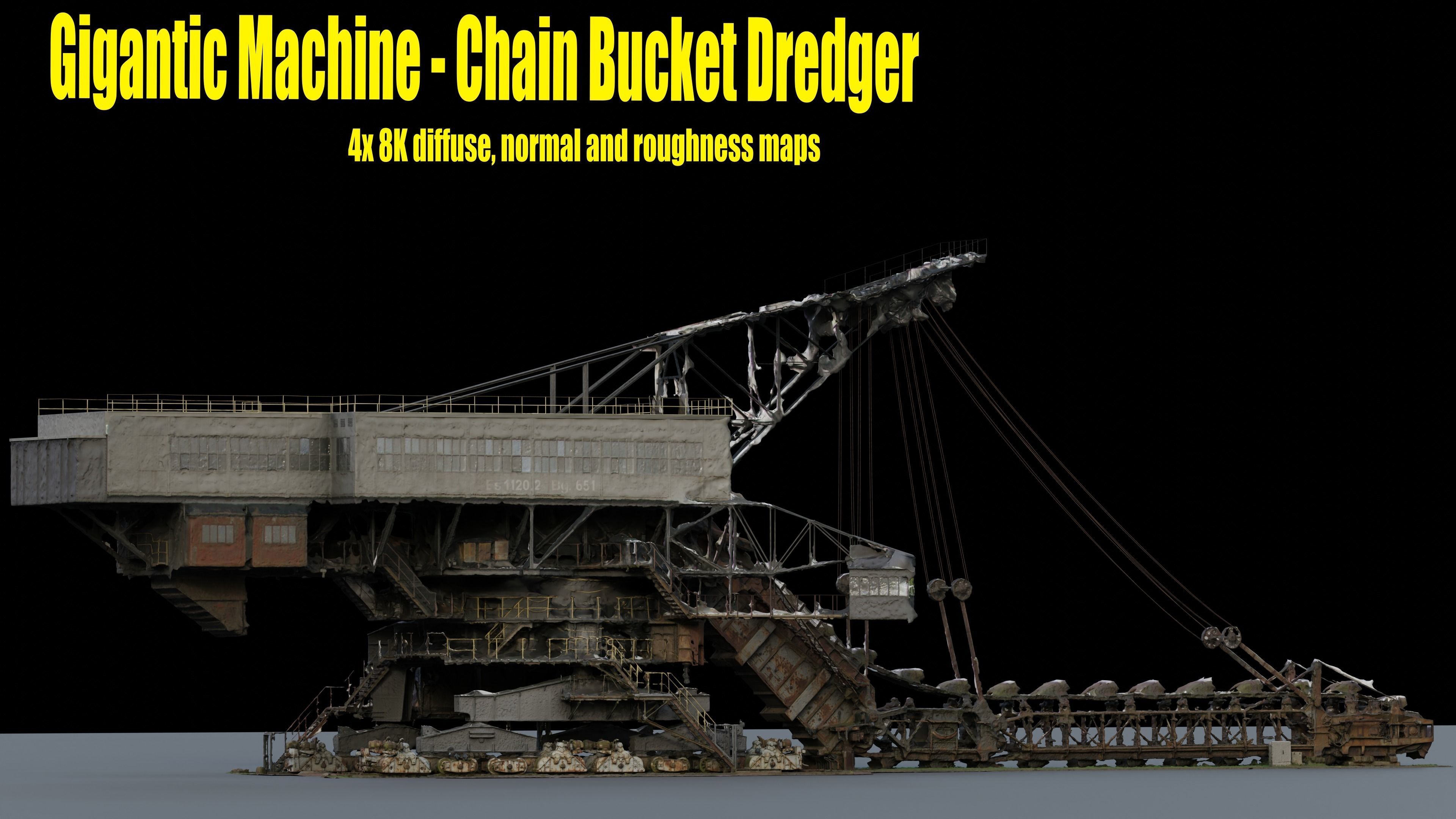 Gigantic Machine - Chain Bucket Dredger 3D model | CGTrader