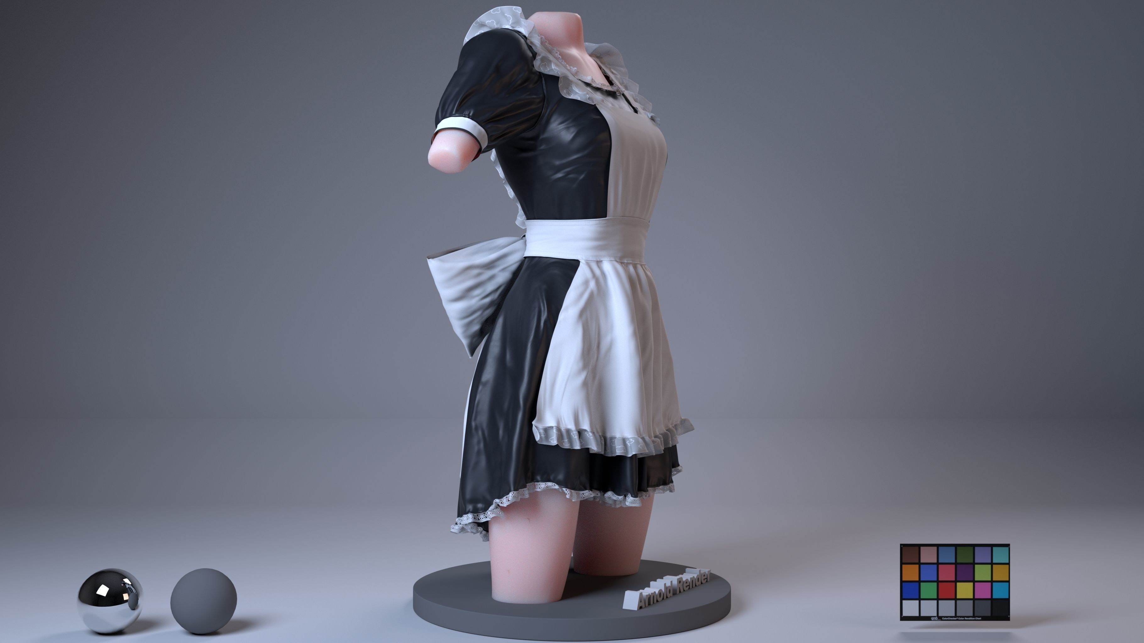 ClothCG Maid Outfit 002a Marvelous ZB PBR 8K 3DAssets 3D model | CGTrader