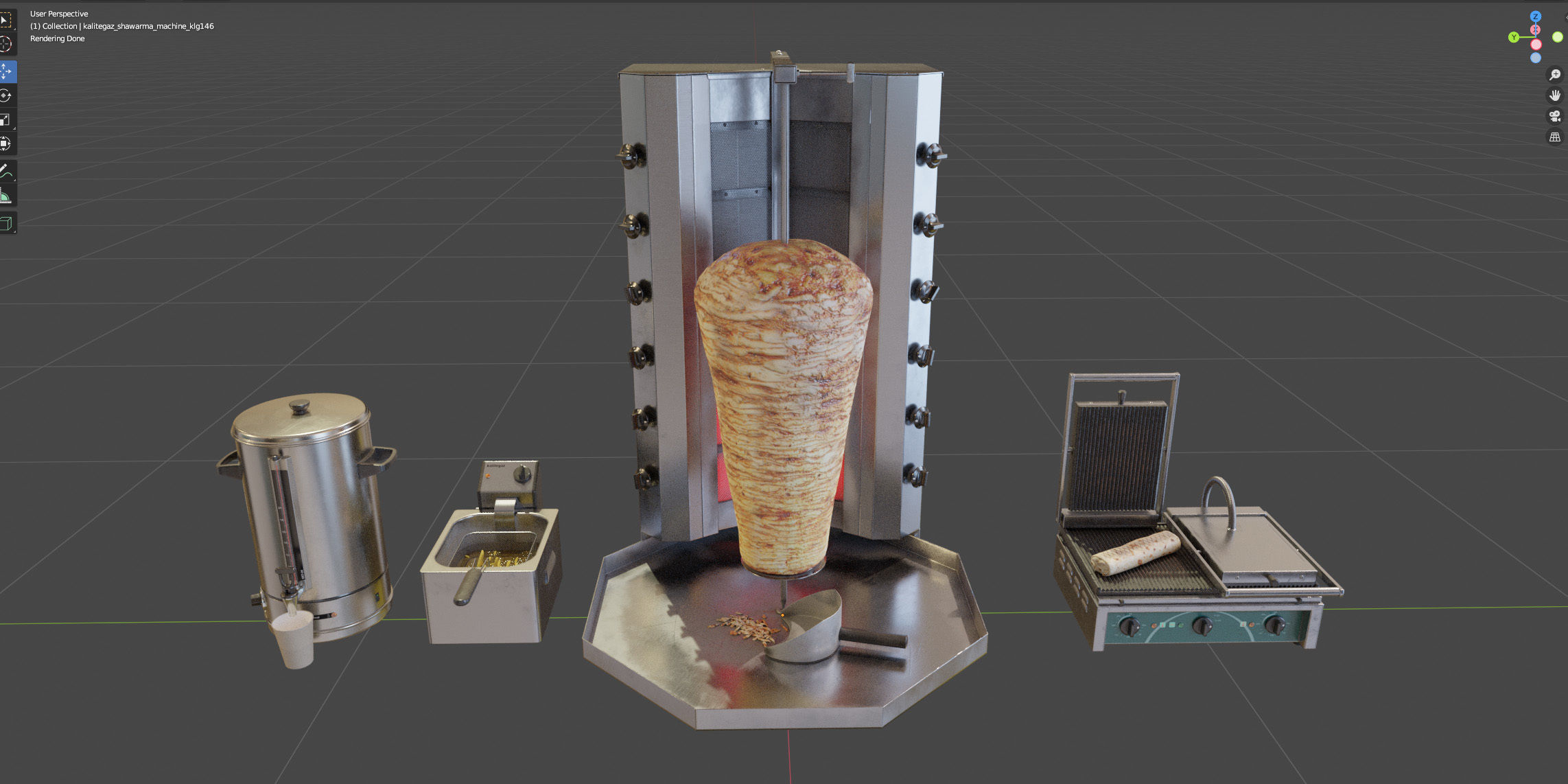 Equipment for Shawarma cafe 3D model | CGTrader
