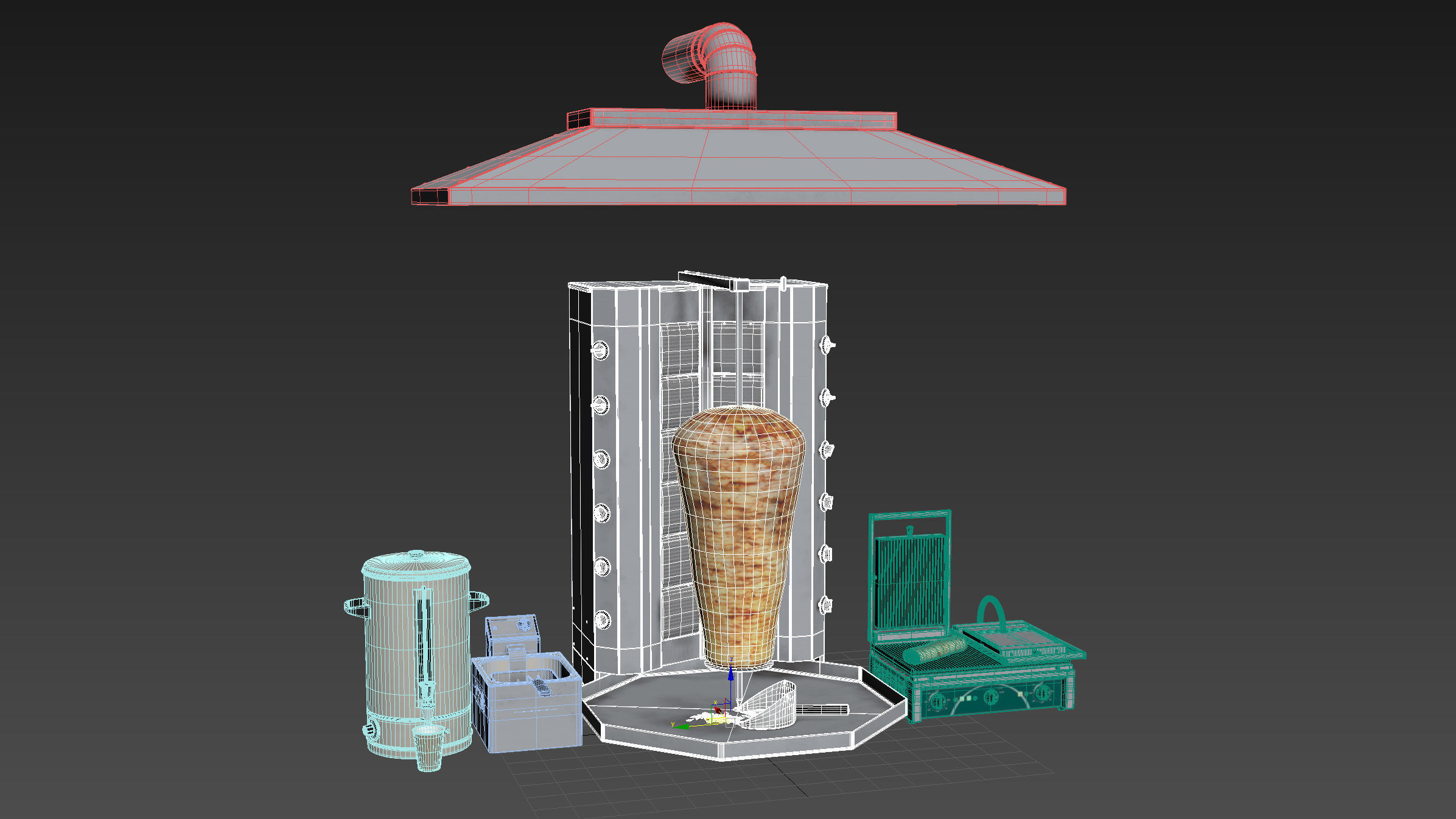 Equipment for Shawarma cafe 3D model | CGTrader