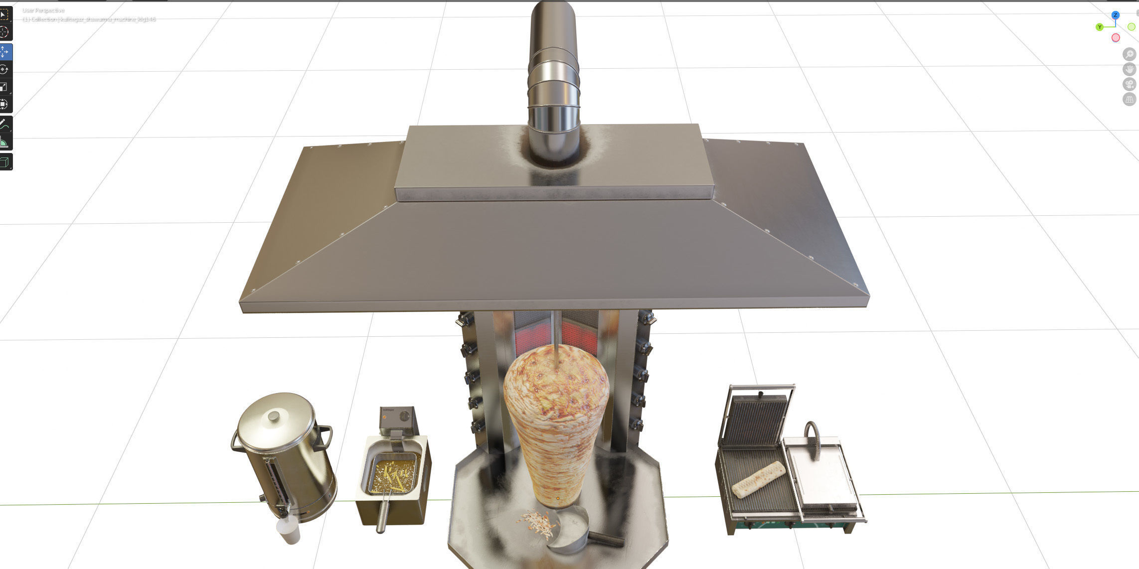 Equipment for Shawarma cafe 3D model | CGTrader