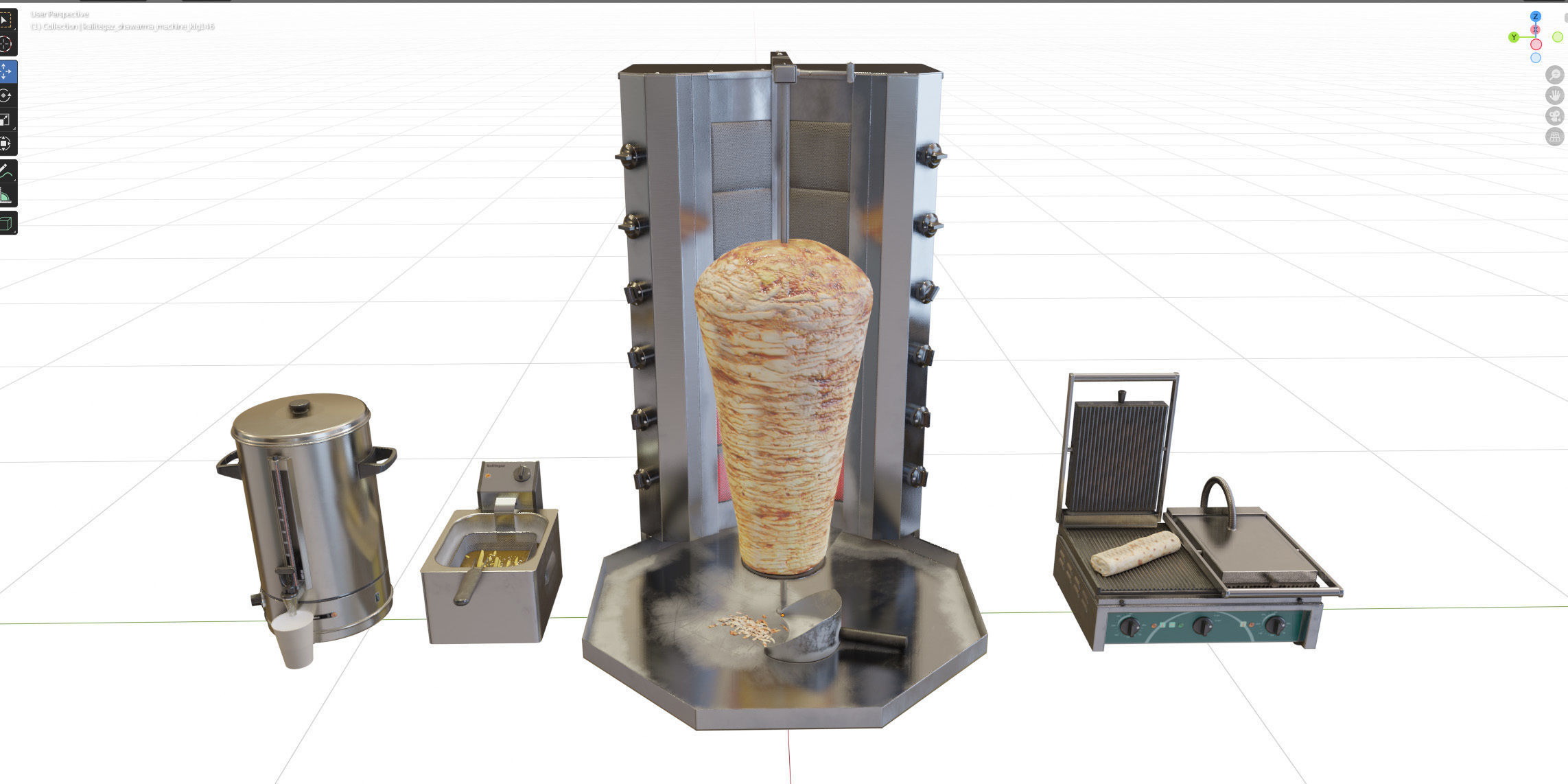 Equipment for Shawarma cafe 3D model | CGTrader
