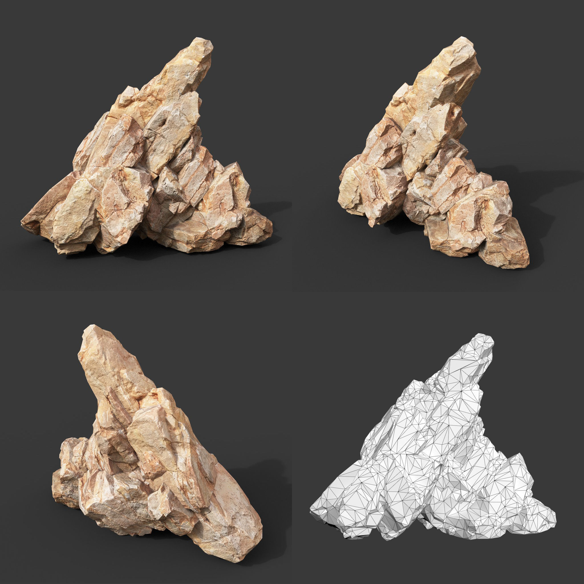 3D model Low Poly Yellow Rock Formation 221219 - Ultra HD 16K Texture ...