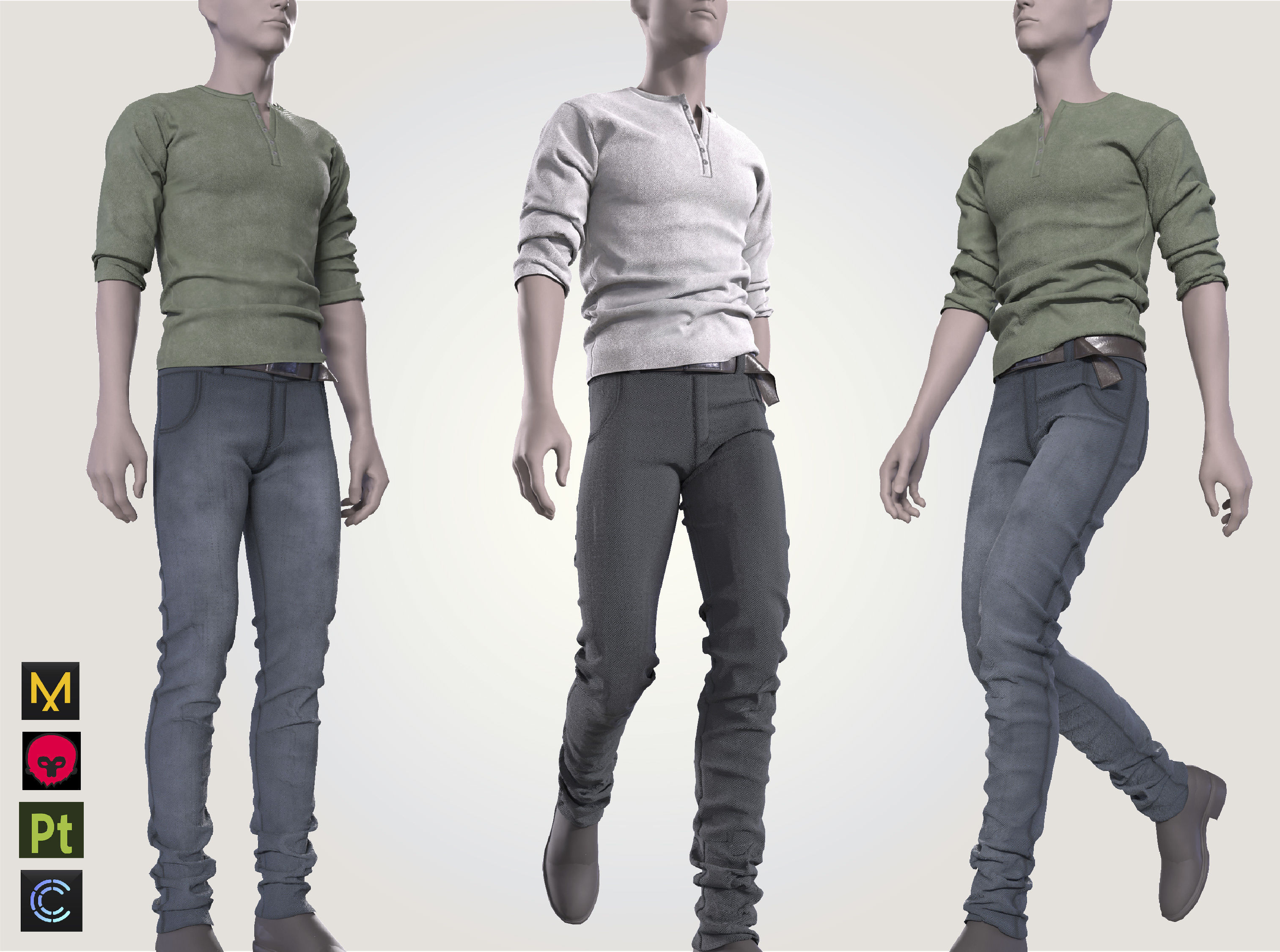 3d man clothes shirt pants outfit streetstyle 3D model | CGTrader