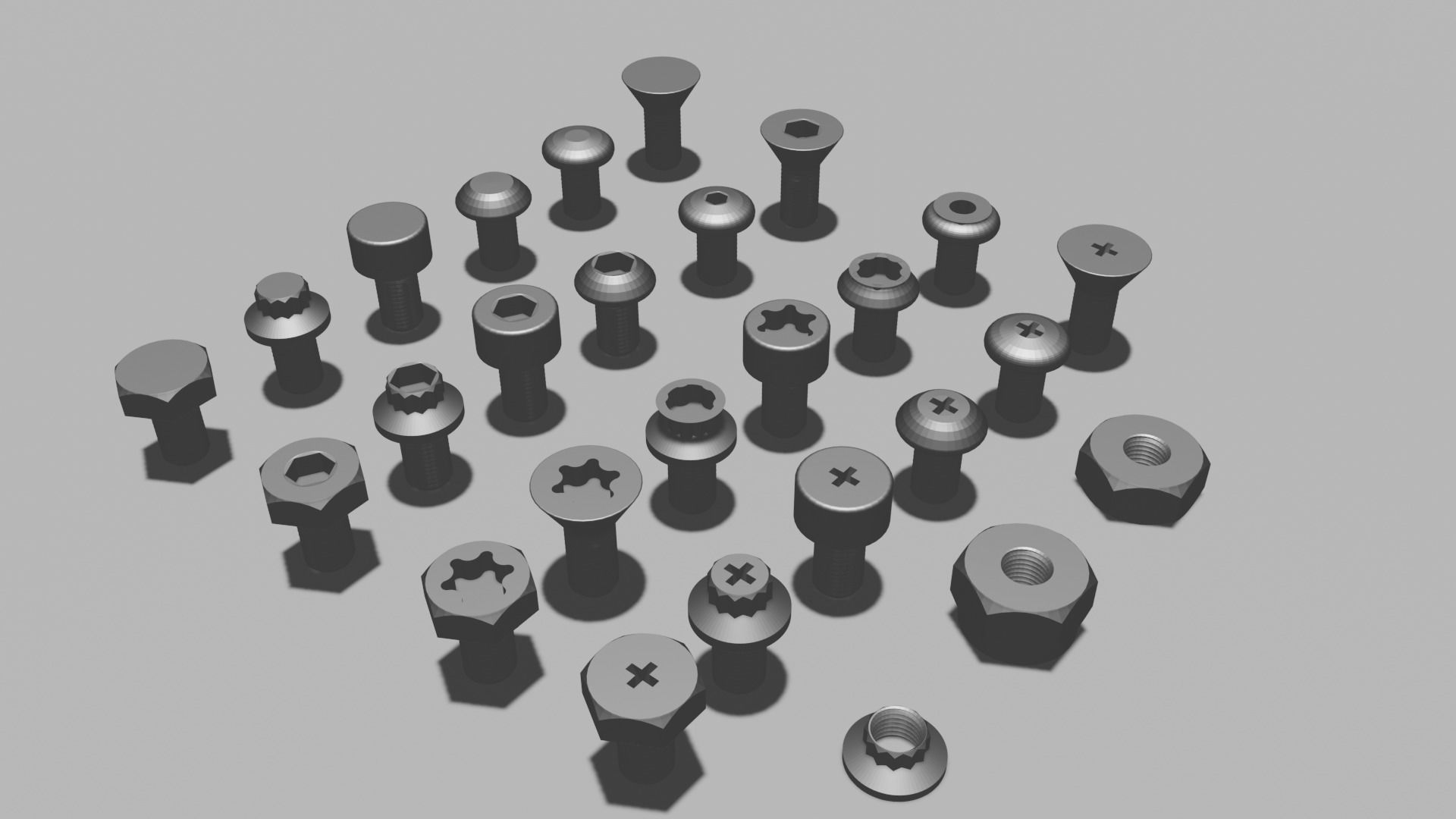 24 bolt and 3 nut 3d model 3D model | CGTrader