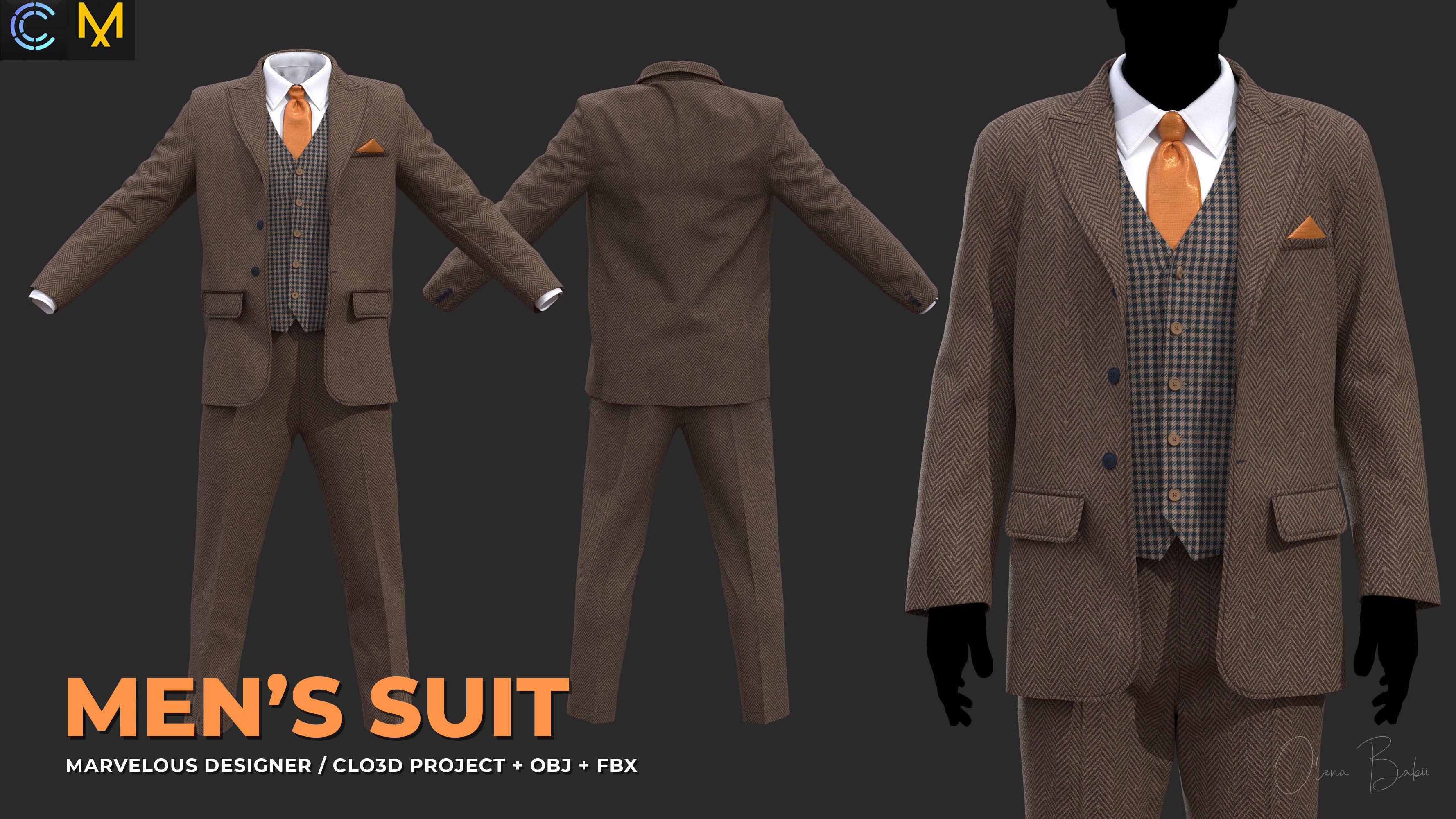 Mens Three Piece Suit 3D model | CGTrader