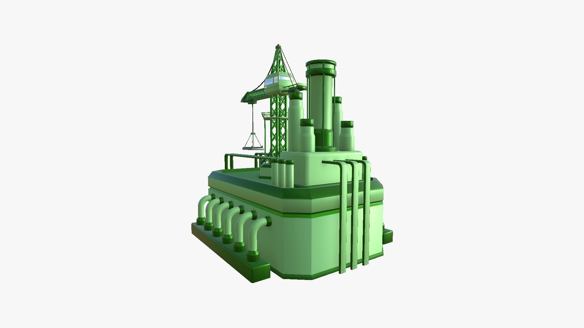 3D model SciFi Factory A06 Green - Sci Fi Exterior Design VR / AR / low ...