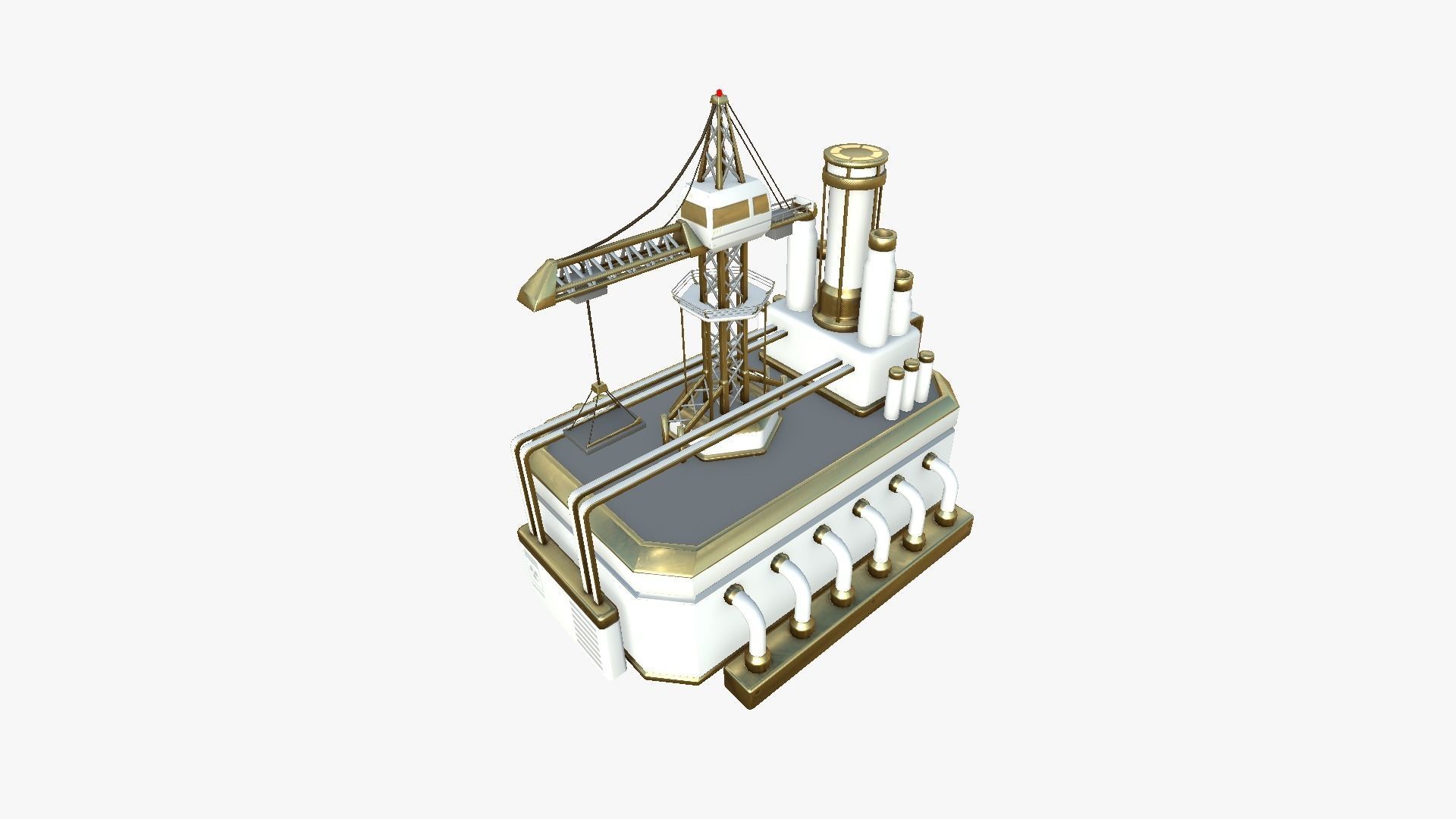 3D model SciFi Factory A11 Gold - Sci Fi Exterior Design VR / AR / low ...