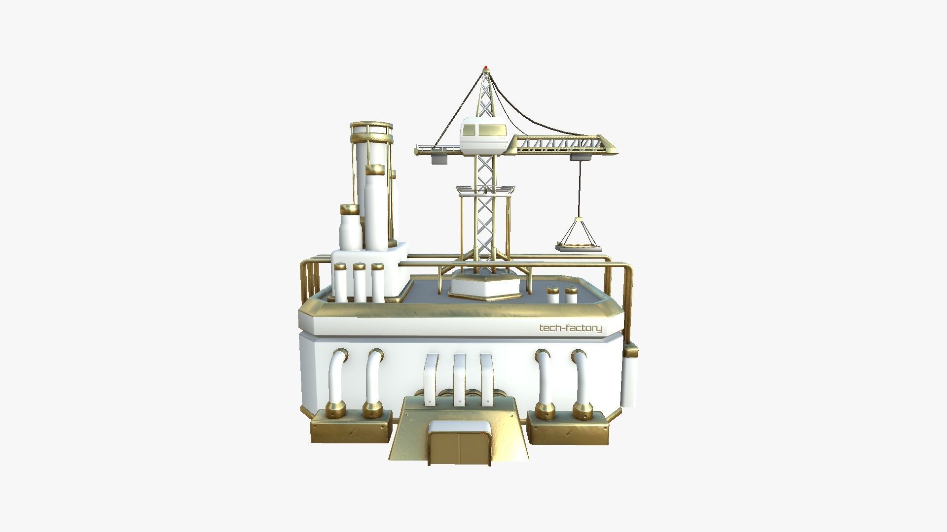 3D model SciFi Factory A11 Gold - Sci Fi Exterior Design VR / AR / low ...
