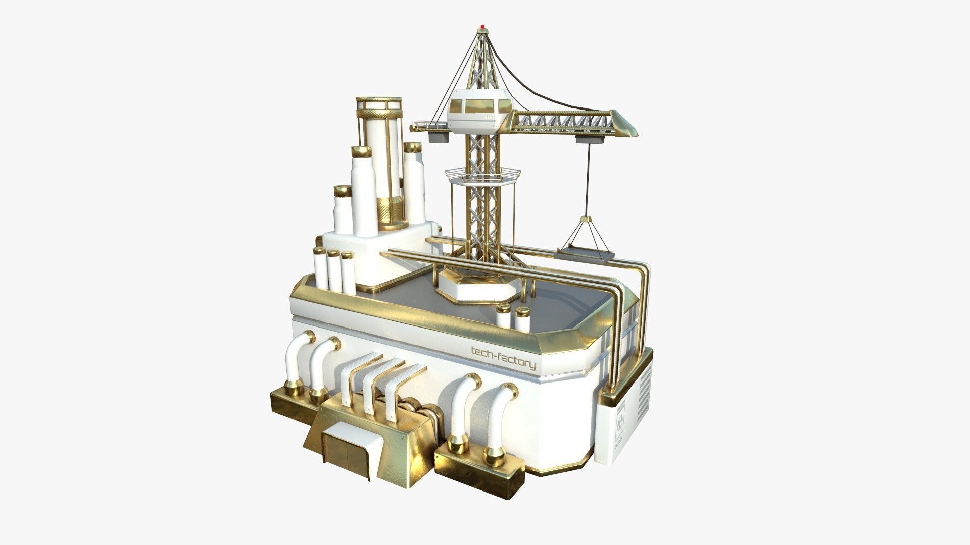 3D model SciFi Factory A11 Gold - Sci Fi Exterior Design VR / AR / low ...