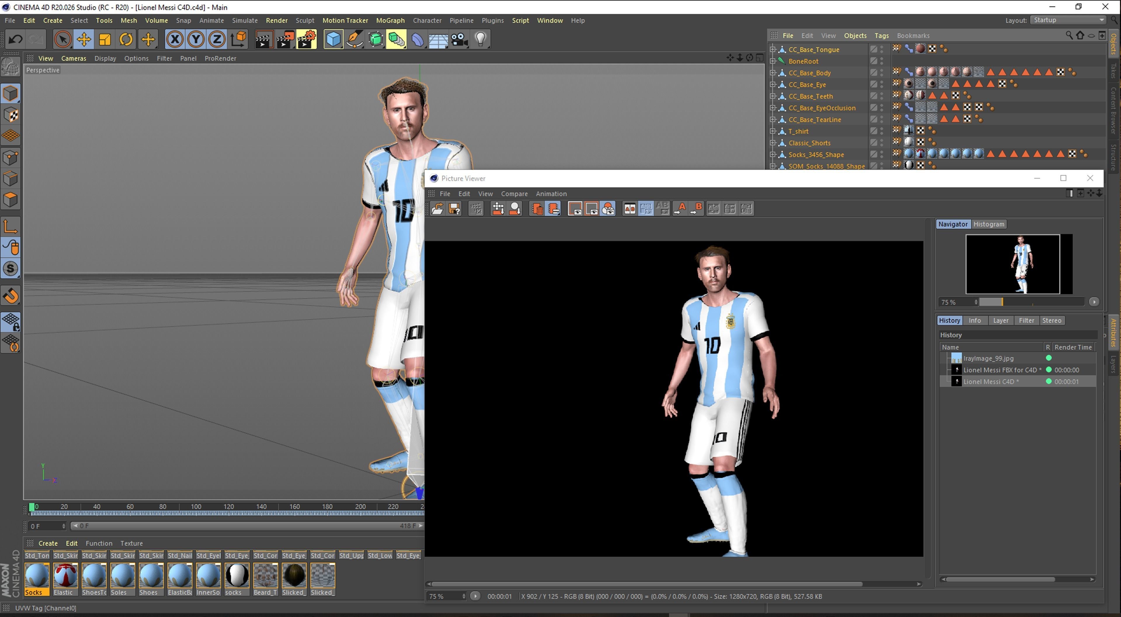 3D model Lionel Messi 3D Rigged model ready for animation VR / AR / low ...