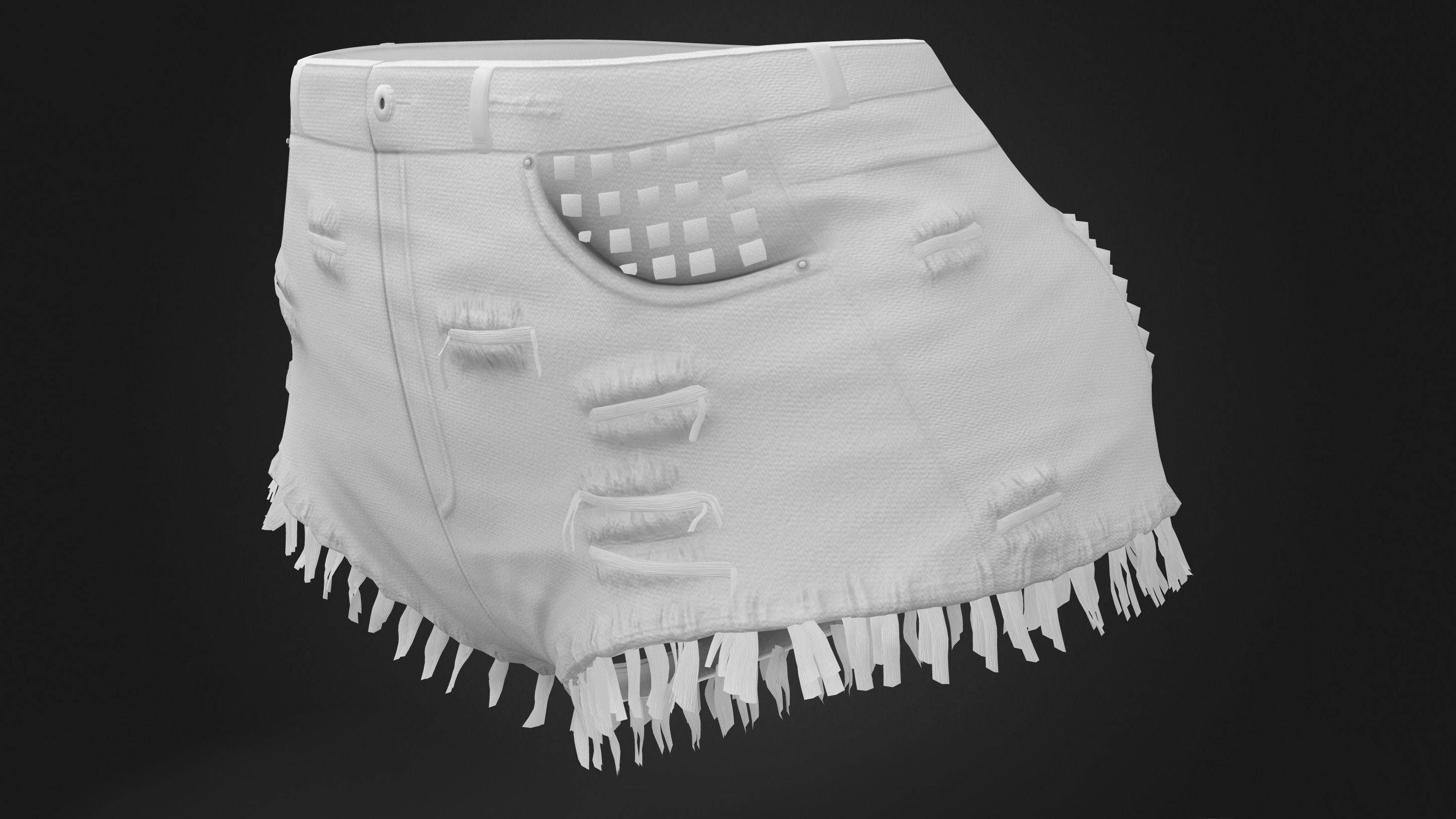 3D model Short Denim Pants With Front And Back Rivets VR / AR / low ...