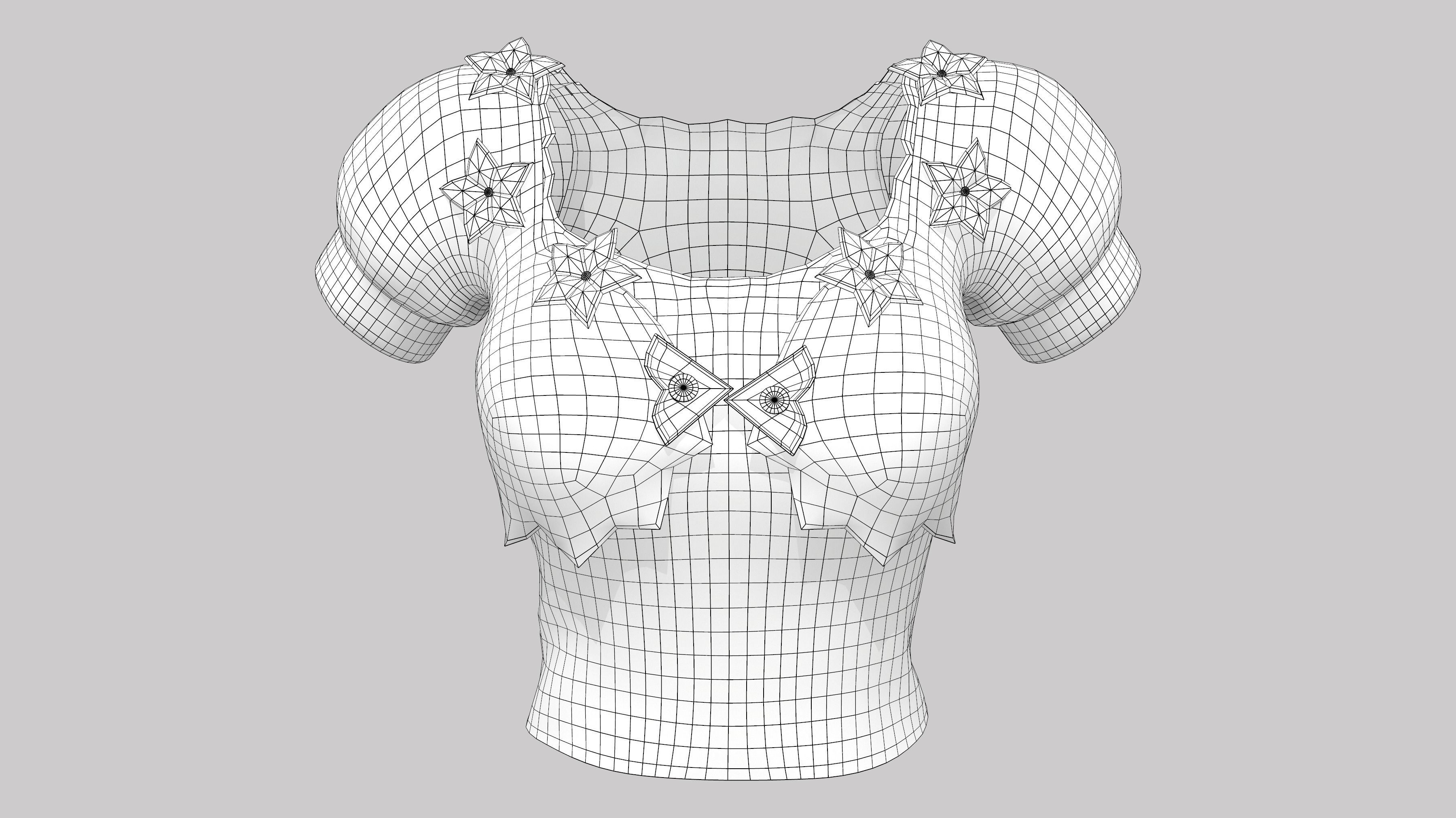 3D model Puff Shoulders Star Bolero Bolero Blouse Fantasy Top VR / AR ...