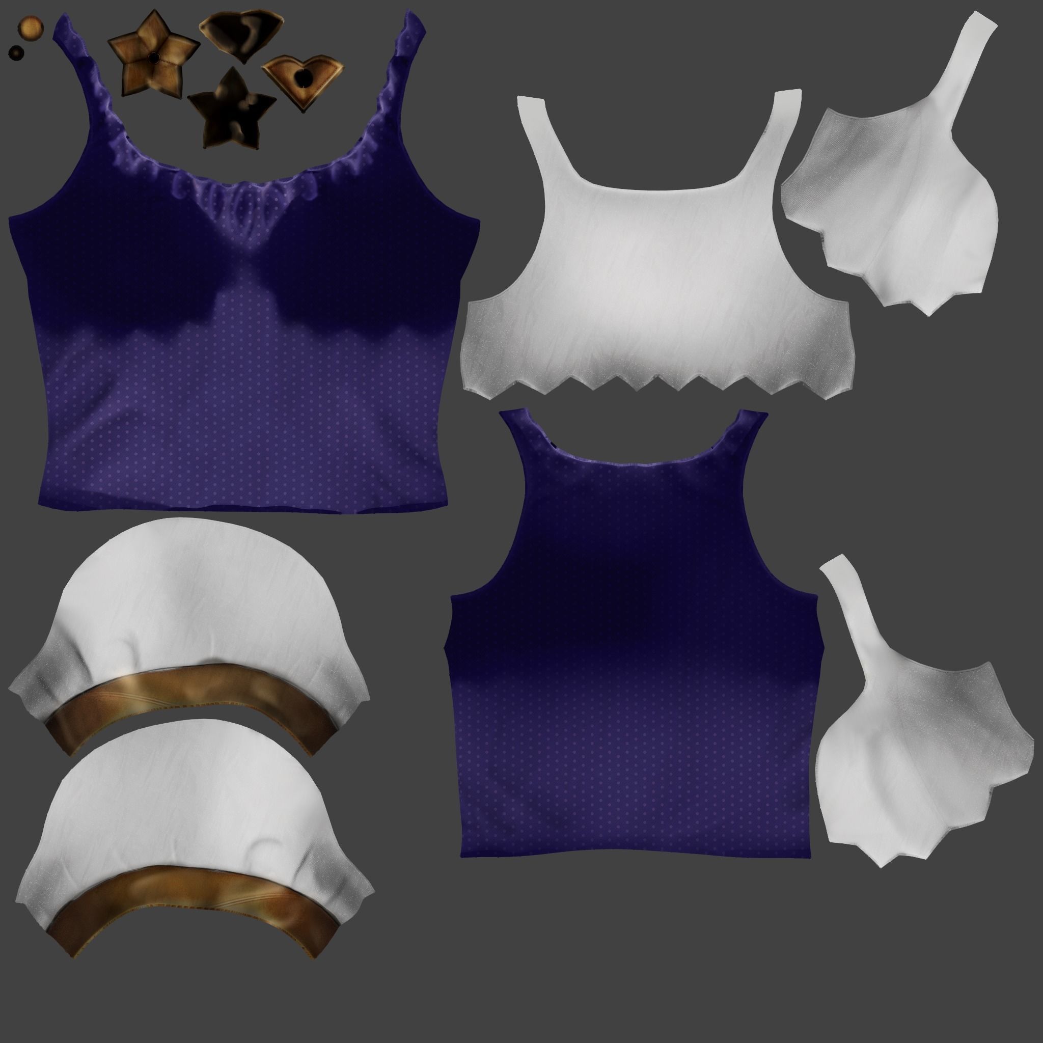 3D model Puff Shoulders Star Bolero Bolero Blouse Fantasy Top VR / AR ...