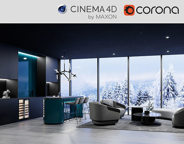 Corona - C4D files - Commercial Interior Space 3D model | CGTrader